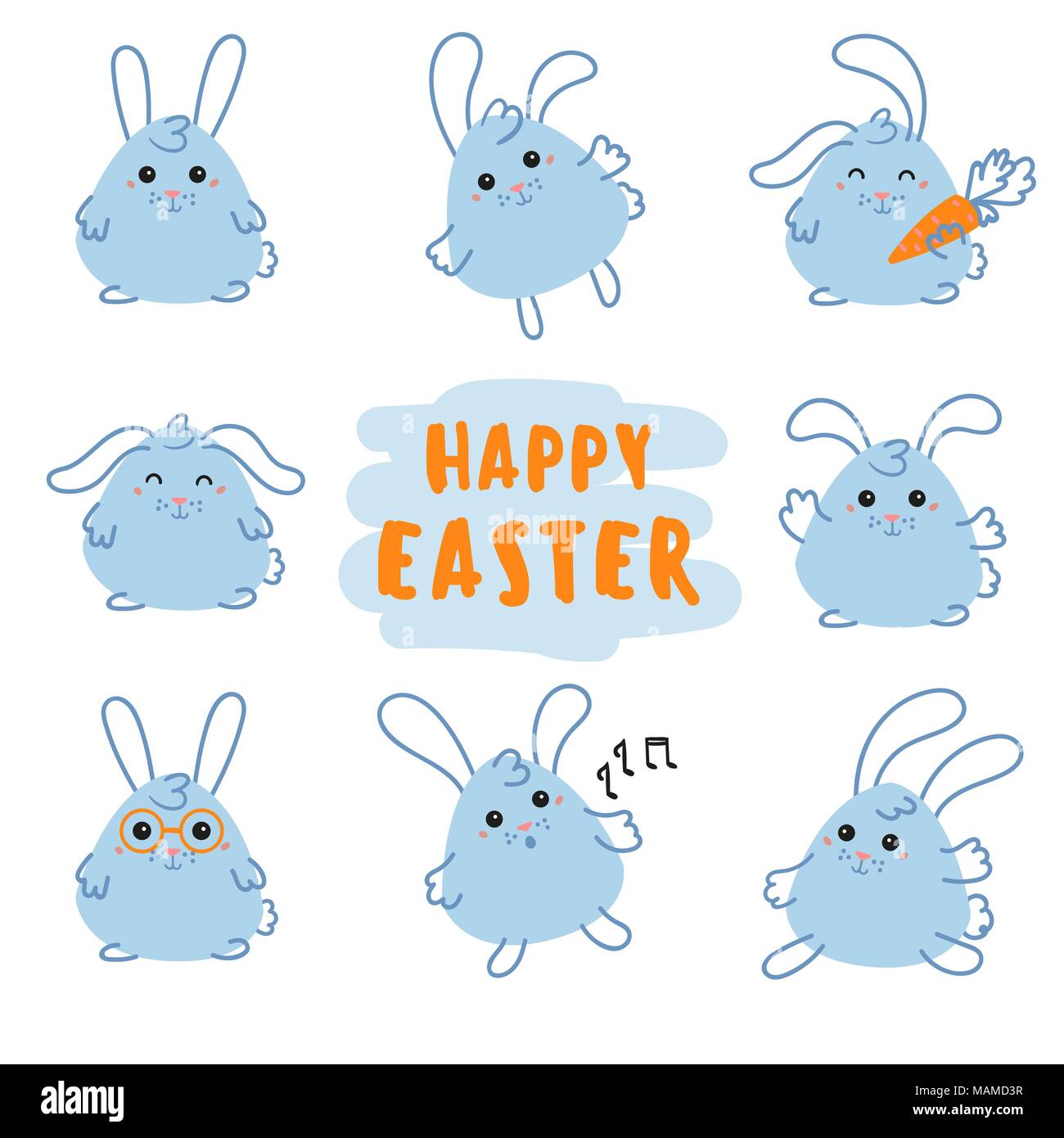 Happy easter day rabbit Cut Out Stock Images & Pictures - Alamy