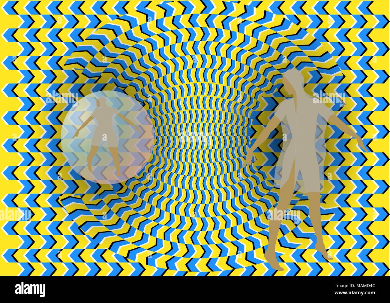 woman and optical illusion.girl in the abstract corridor Stock Vector ...