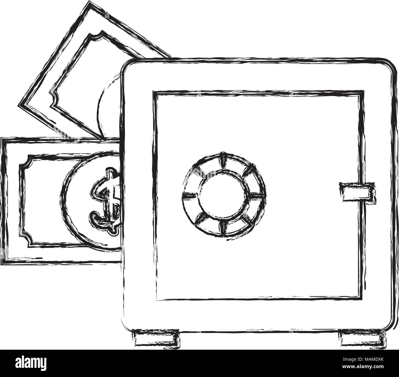 safe box with dollars bills Stock Vector Image & Art - Alamy