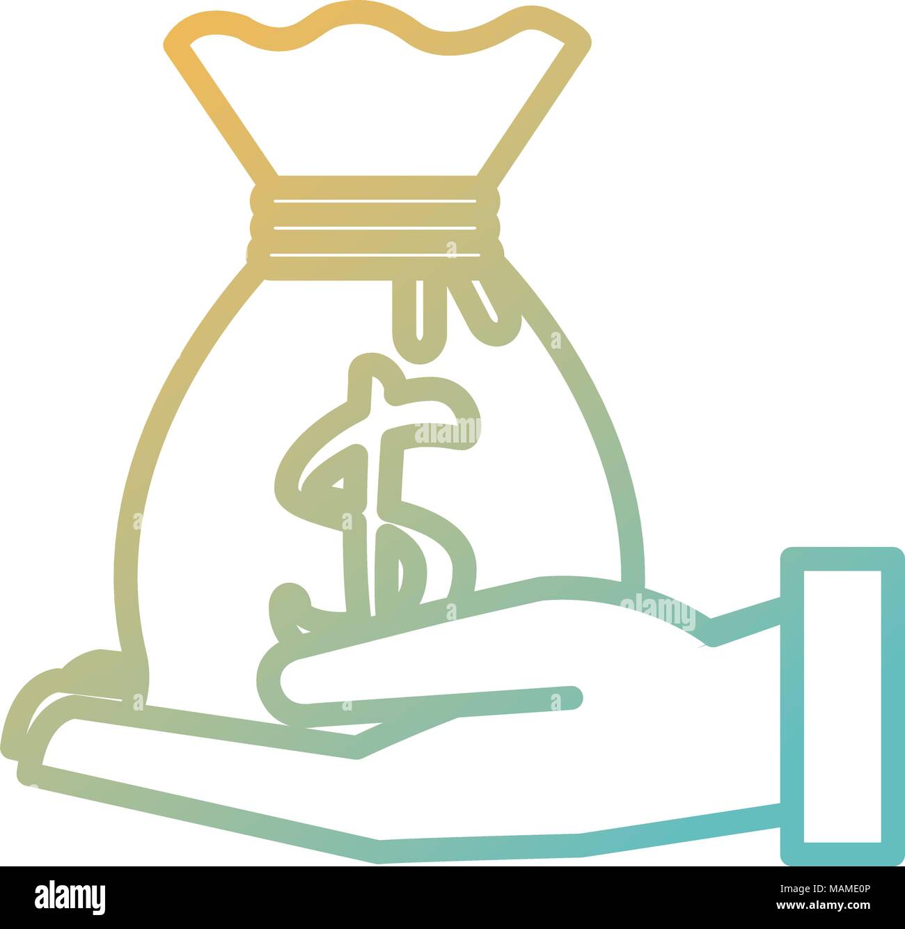 hand with money bag isolated icon Stock Vector Image & Art - Alamy