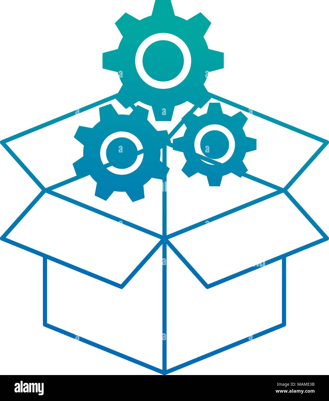 carton box with gears machine Stock Vector Image & Art - Alamy