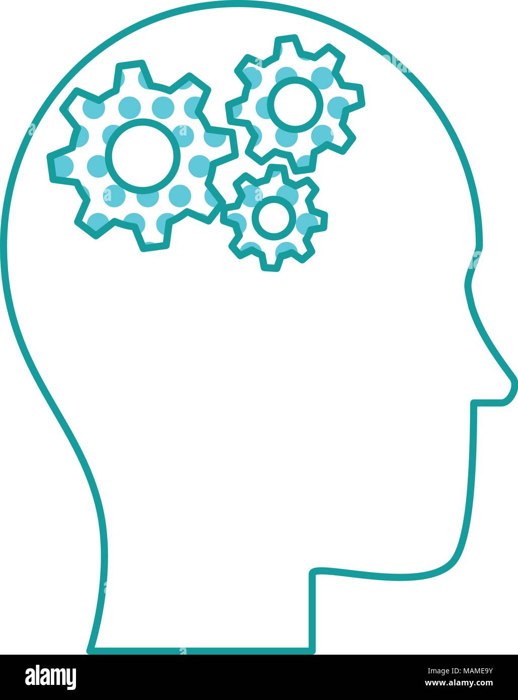 Man head silhouette gears vector Stock Vector Images - Alamy