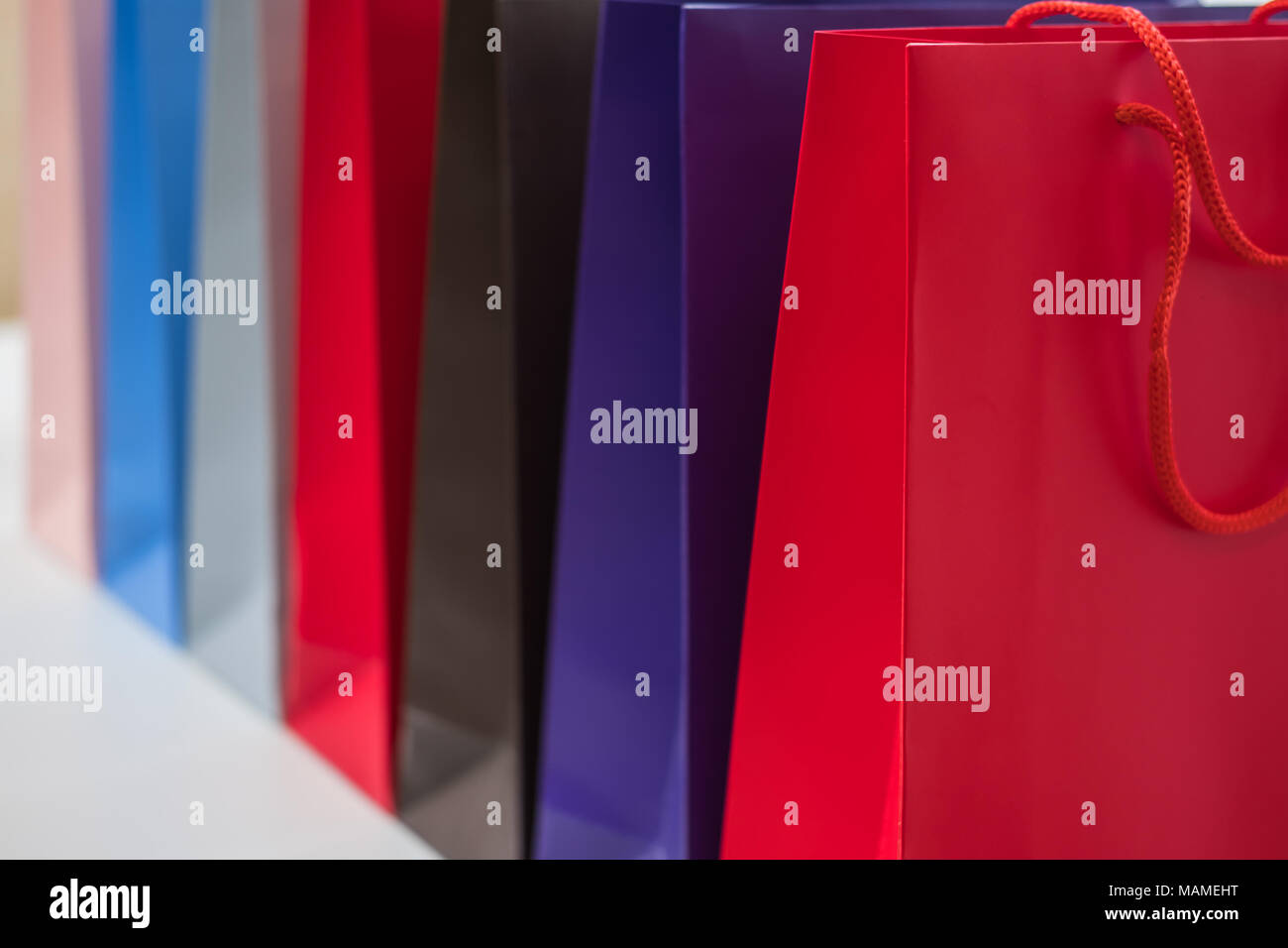 sale, consumerism, advertisement and retail concept - many colorful ...