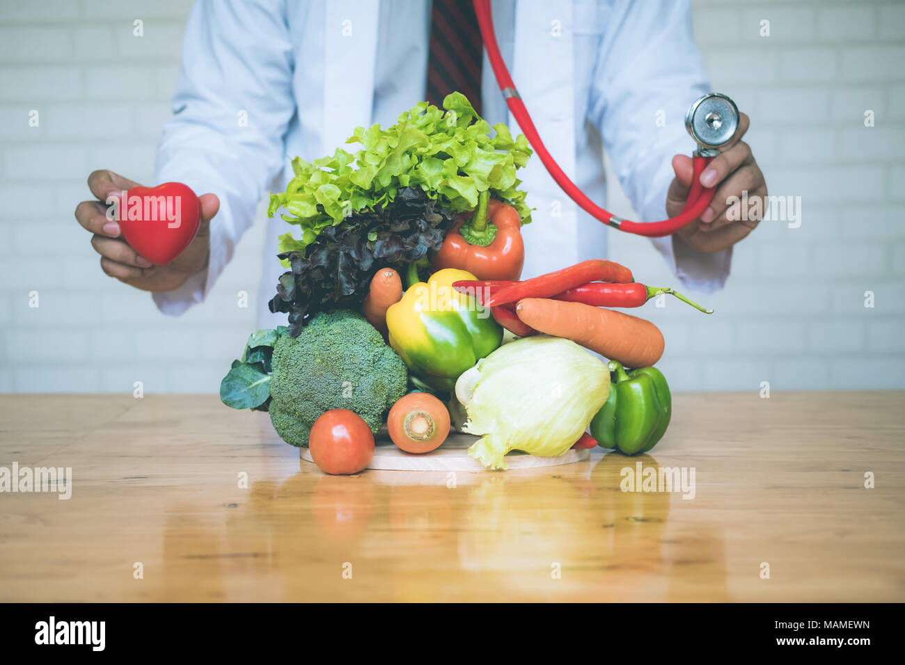 a selection of fresh vegetables for a heart healthy diet as recommended ...