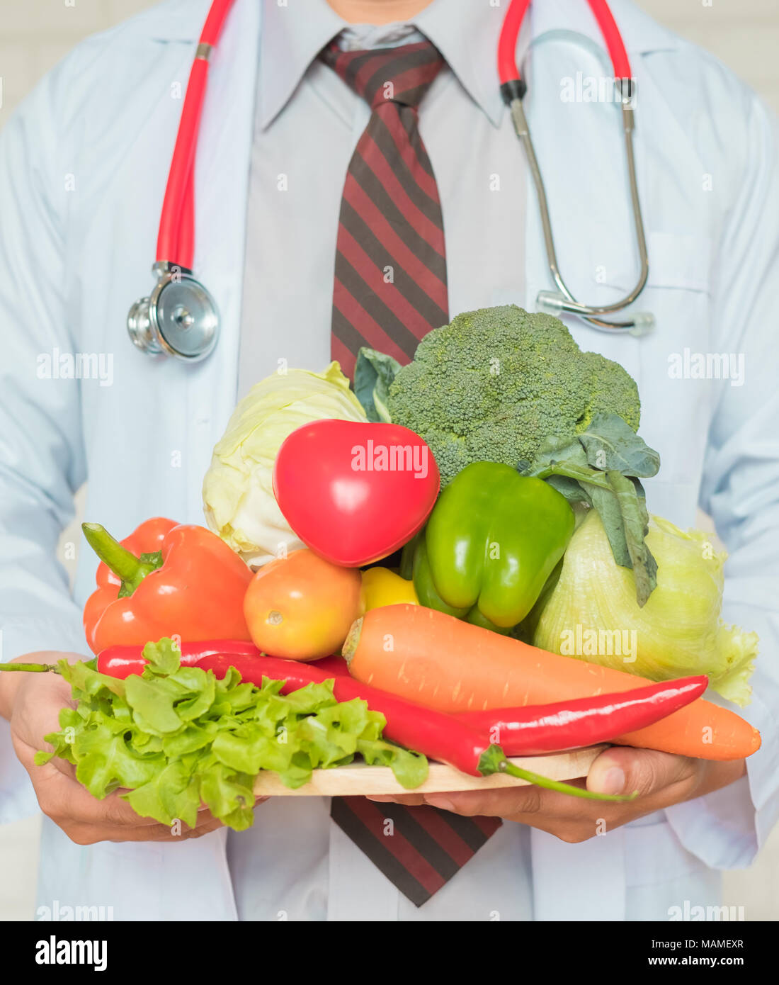 a selection of fresh vegetables for a heart healthy diet as recommended ...