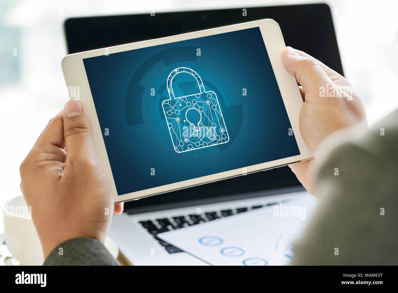 CYBER SECURITY Business, technology,Firewall Antivirus Alert Protection ...