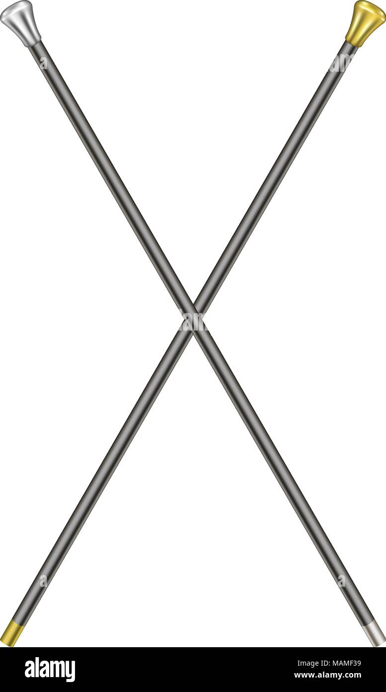 Two crossed elegant walking sticks on white background Stock Vector ...