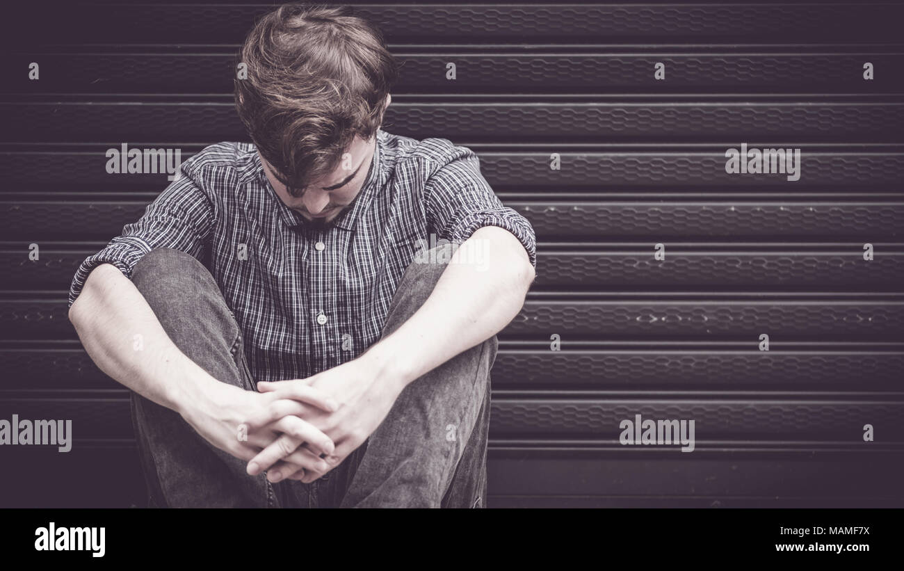 Fear, sadness, abuse, depression, addiction, selective focus Stock ...