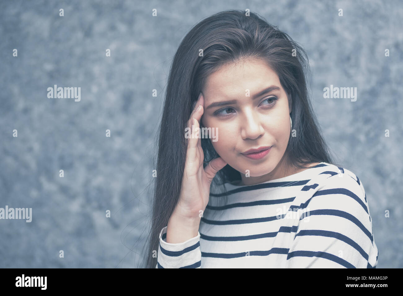 Young beautiful girl looking anxious, stressed and nervous Stock Photo ...