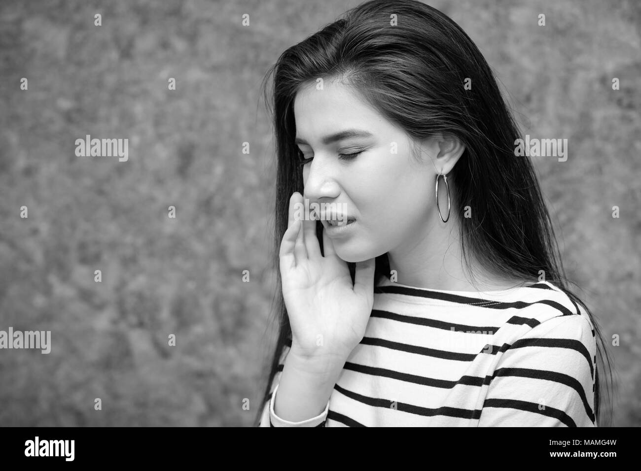 Young beautiful girl looking anxious, stressed and nervous Stock Photo ...