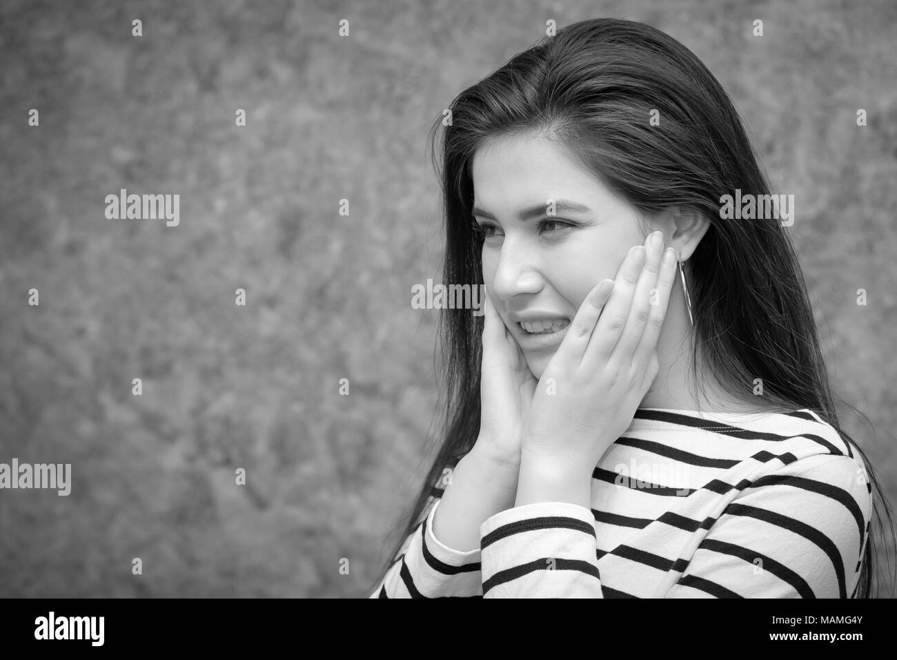 Young beautiful girl looking anxious, stressed and nervous Stock Photo ...