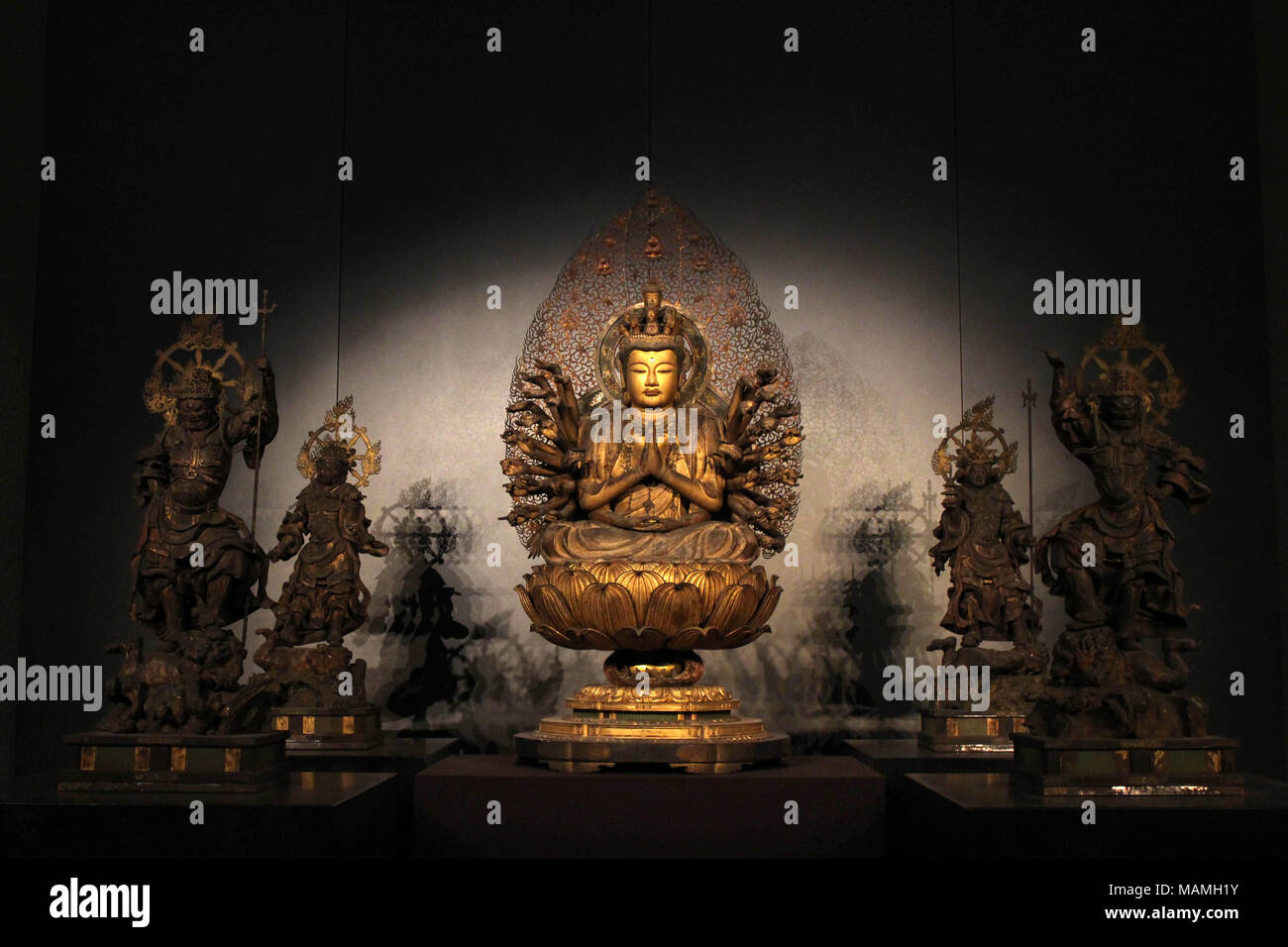 Buddha statues exhibited at Tokyo National Museum. The collectionss are ...