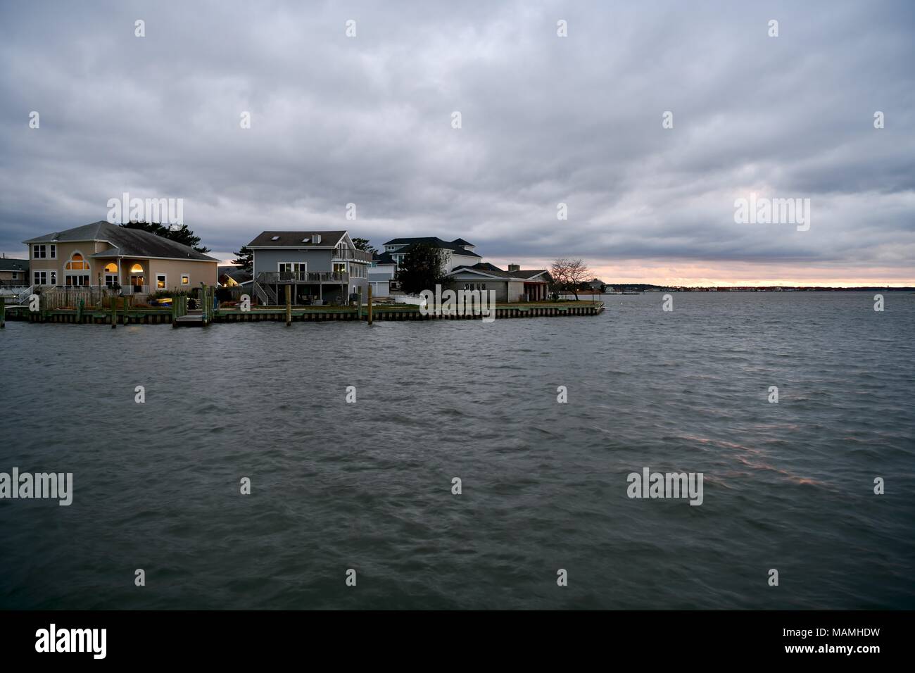 The sunset over Assawoman bay in Ocean City, Maryland, USA Stock Photo ...