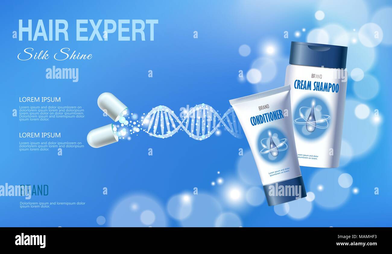 Realistic 3D innovation cosmetic DNA helix light hair care shampoo ...