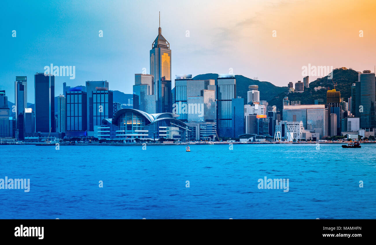 hong kong harbour view with sunlight Stock Photo - Alamy