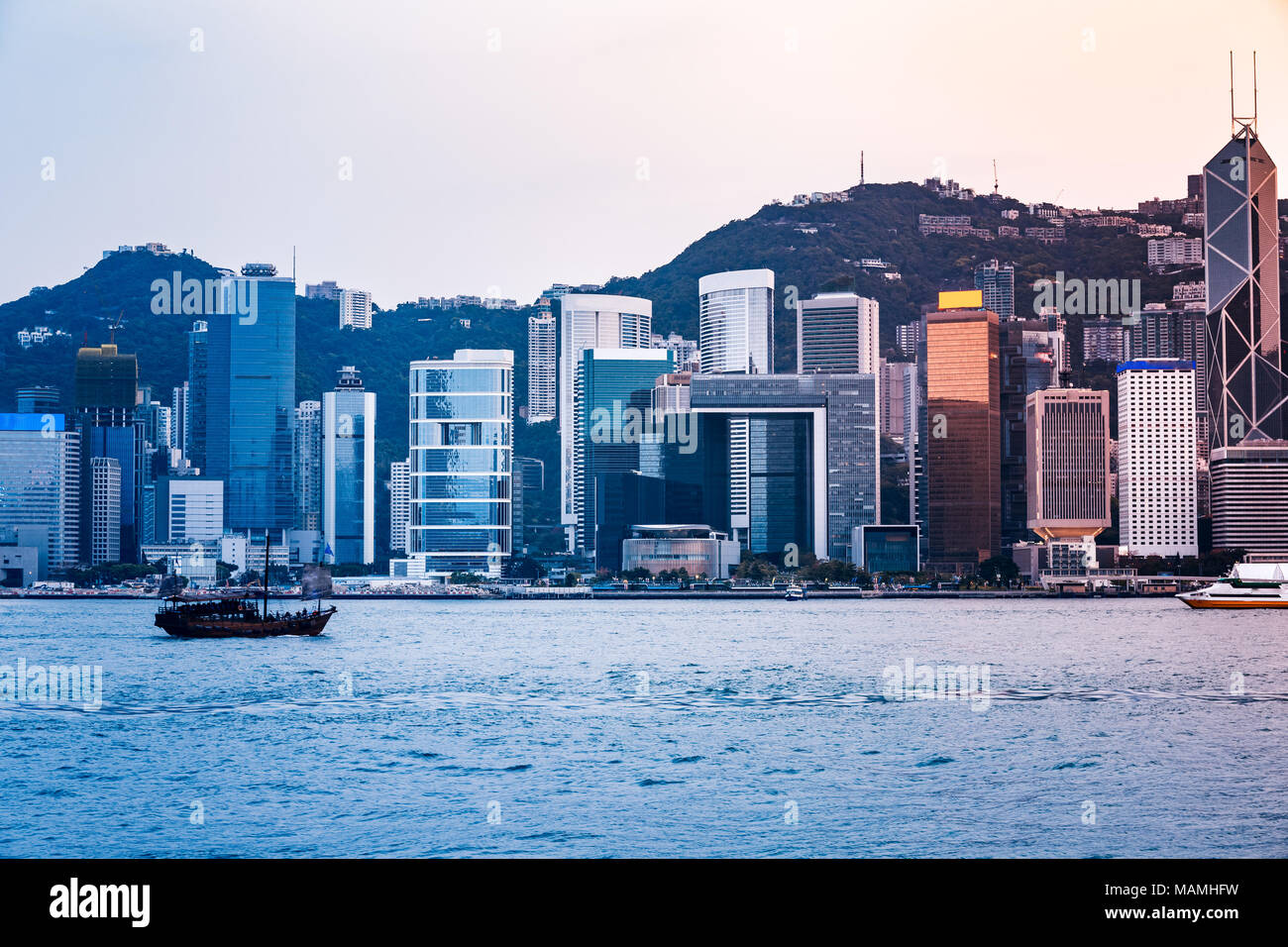 hong kong harbour view with sunlight Stock Photo - Alamy