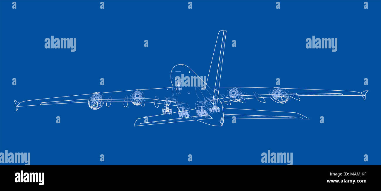 Passenger aircraft blueprint Stock Photo - Alamy