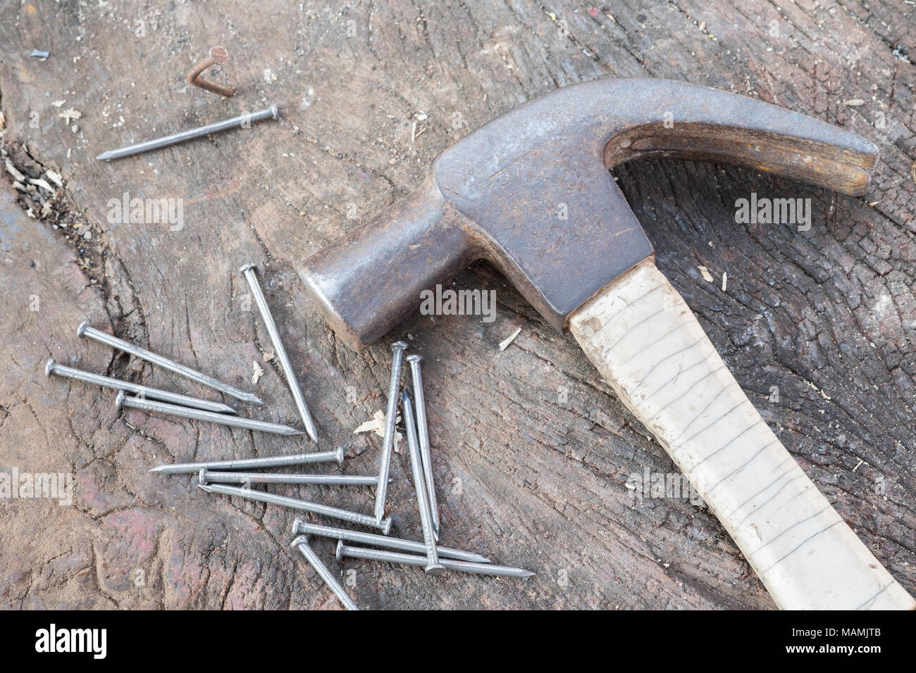 Hammer and nails Close Up Stock Photo - Alamy