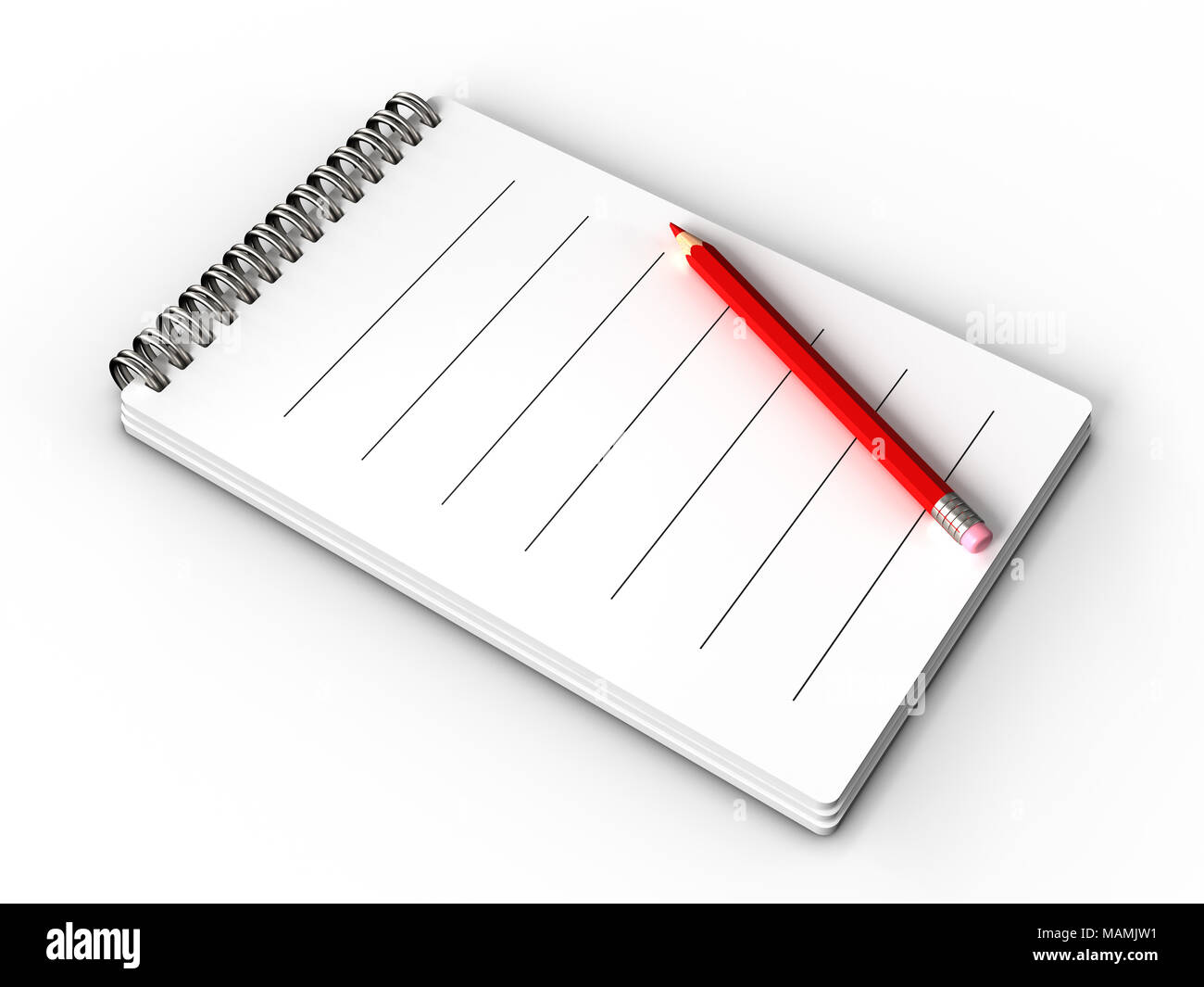 3d illustration of notepad over white background Stock Photo - Alamy