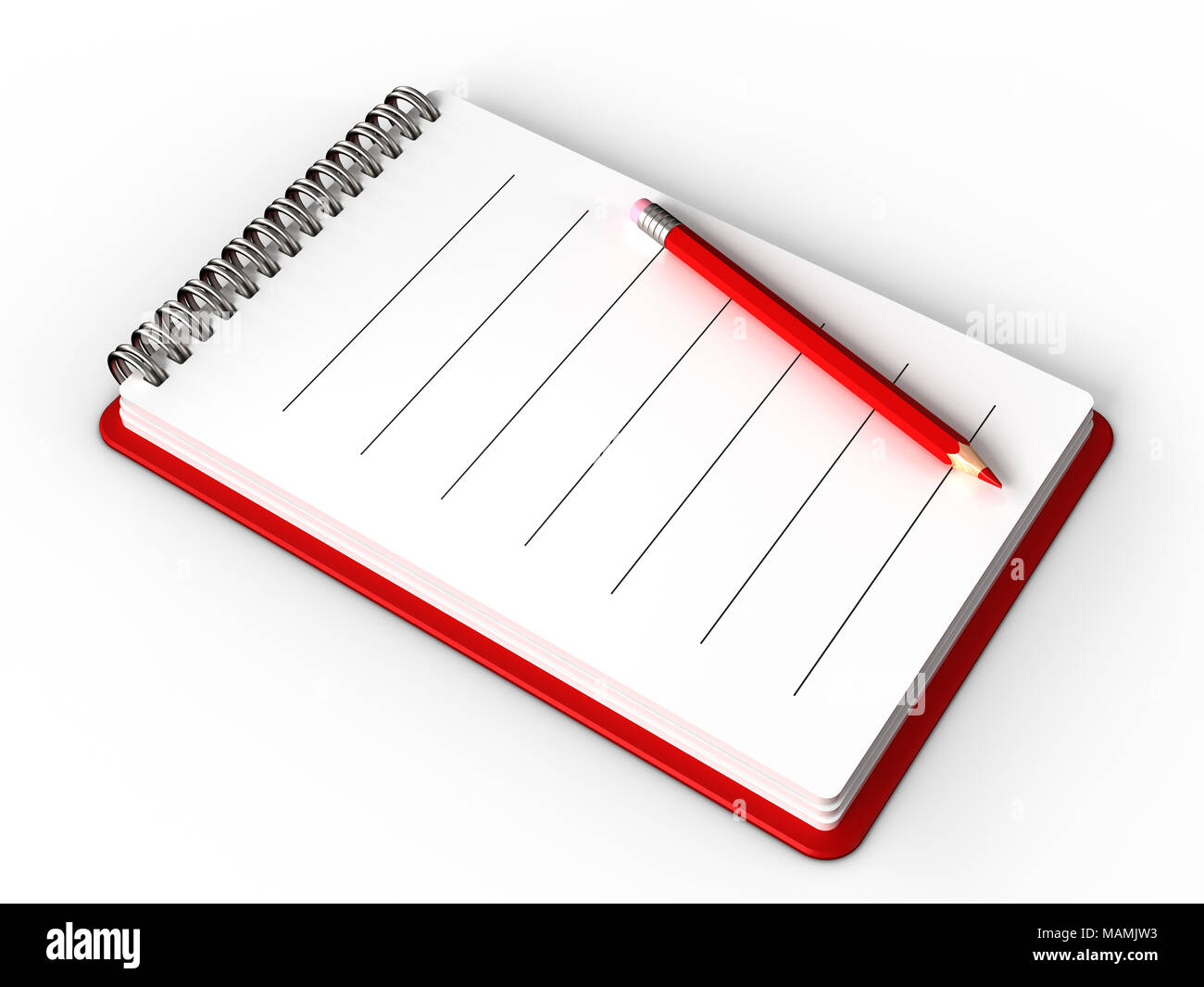 3d illustration of notepad over white background Stock Photo - Alamy