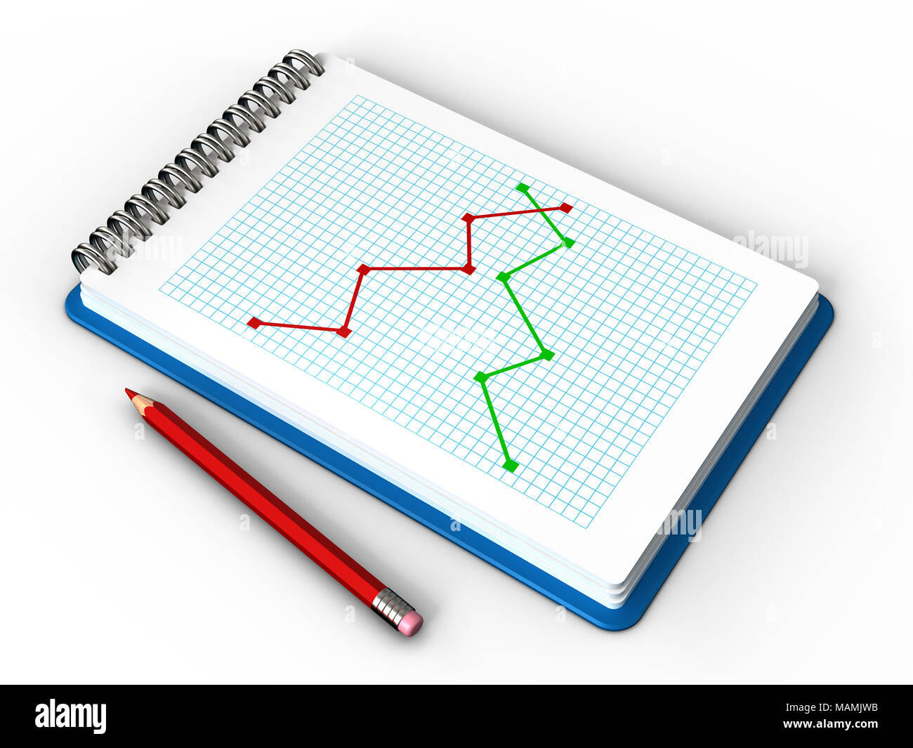 3d illustration of notepad with diagrams, optimization planning concept ...