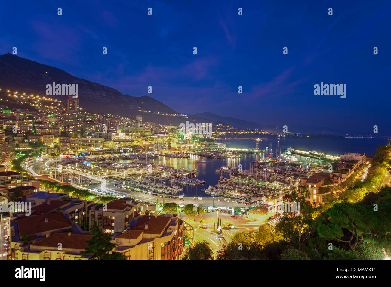 port of Monte Carlo, Monaco. night scene Stock Photo - Alamy