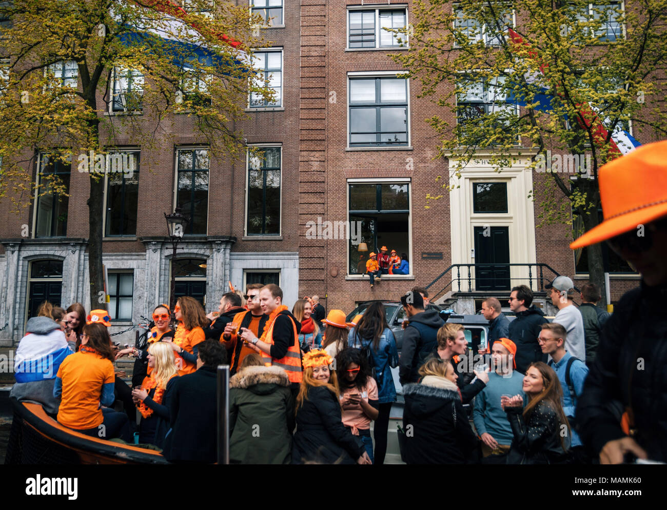 Amsterdam, Netherlands - 27 April, 2017: Streets of Amsterdam with ...