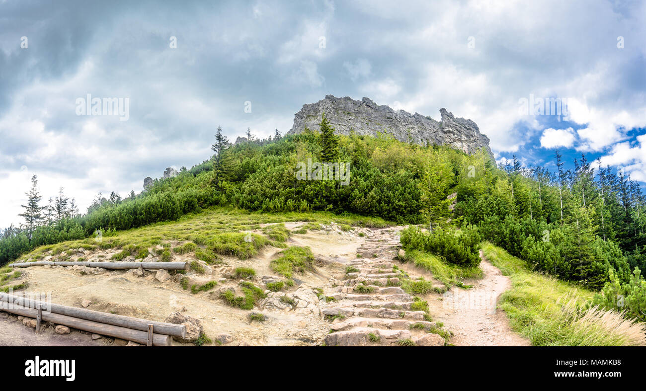 Hiking trail in mountains, landscape, path with rocks leading to the ...