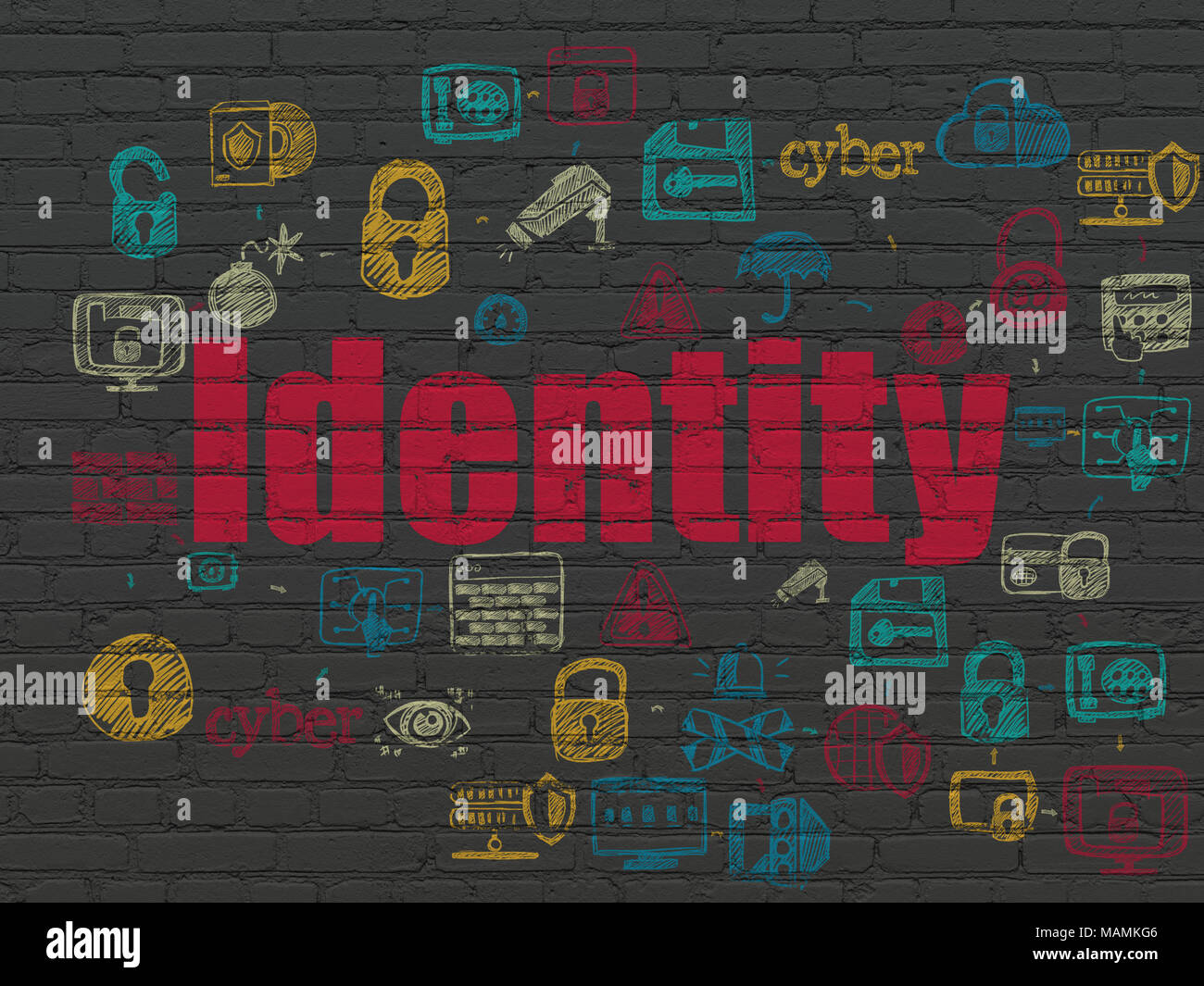 Safety concept: Identity on wall background Stock Photo - Alamy