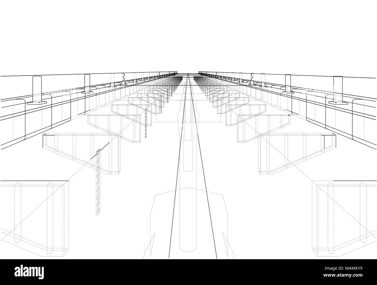 Bridge sketch. 3d illustration Stock Photo - Alamy