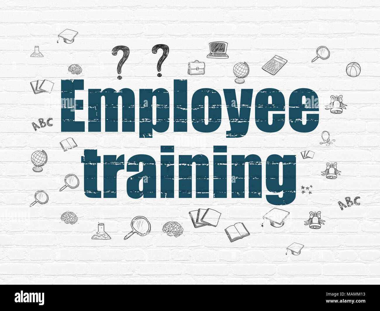 Education concept: Employee Training on wall background Stock Photo - Alamy