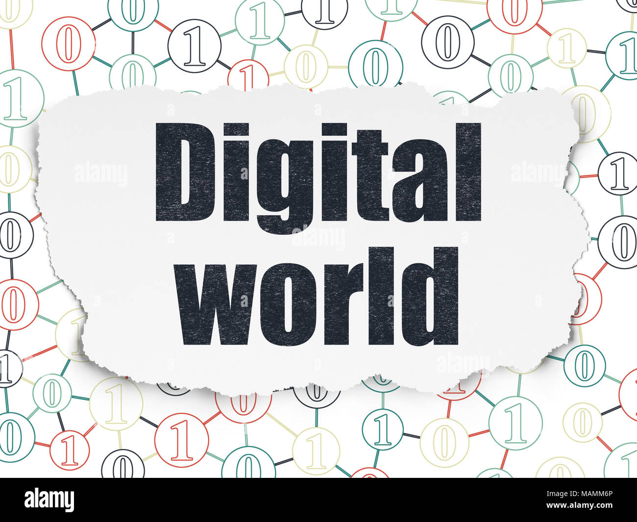 Information concept: Digital World on Torn Paper background Stock Photo ...