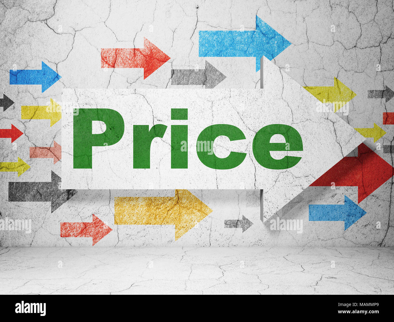 Advertising concept: arrow with Price on grunge wall background Stock ...