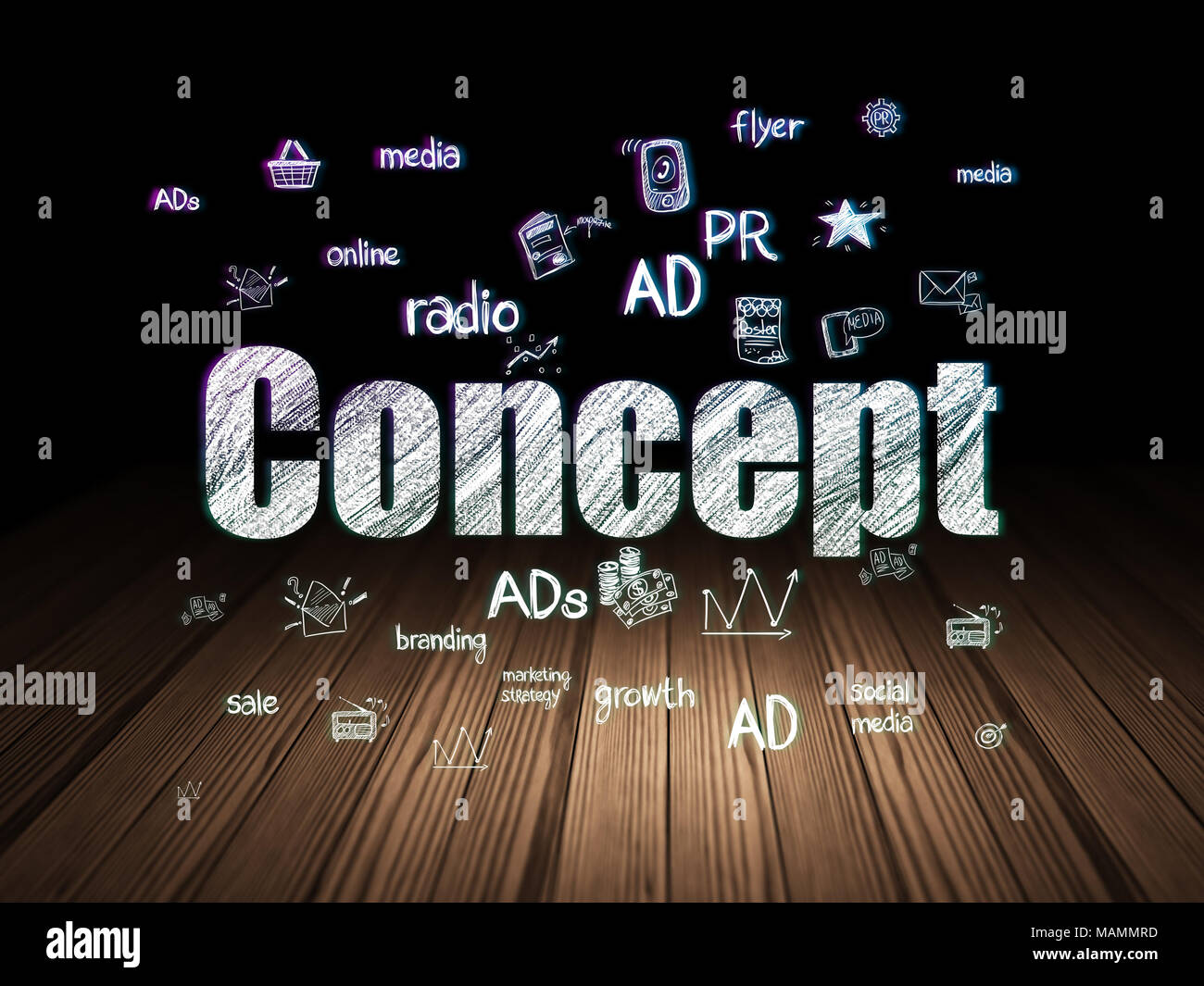 Marketing concept: Concept in grunge dark room Stock Photo - Alamy