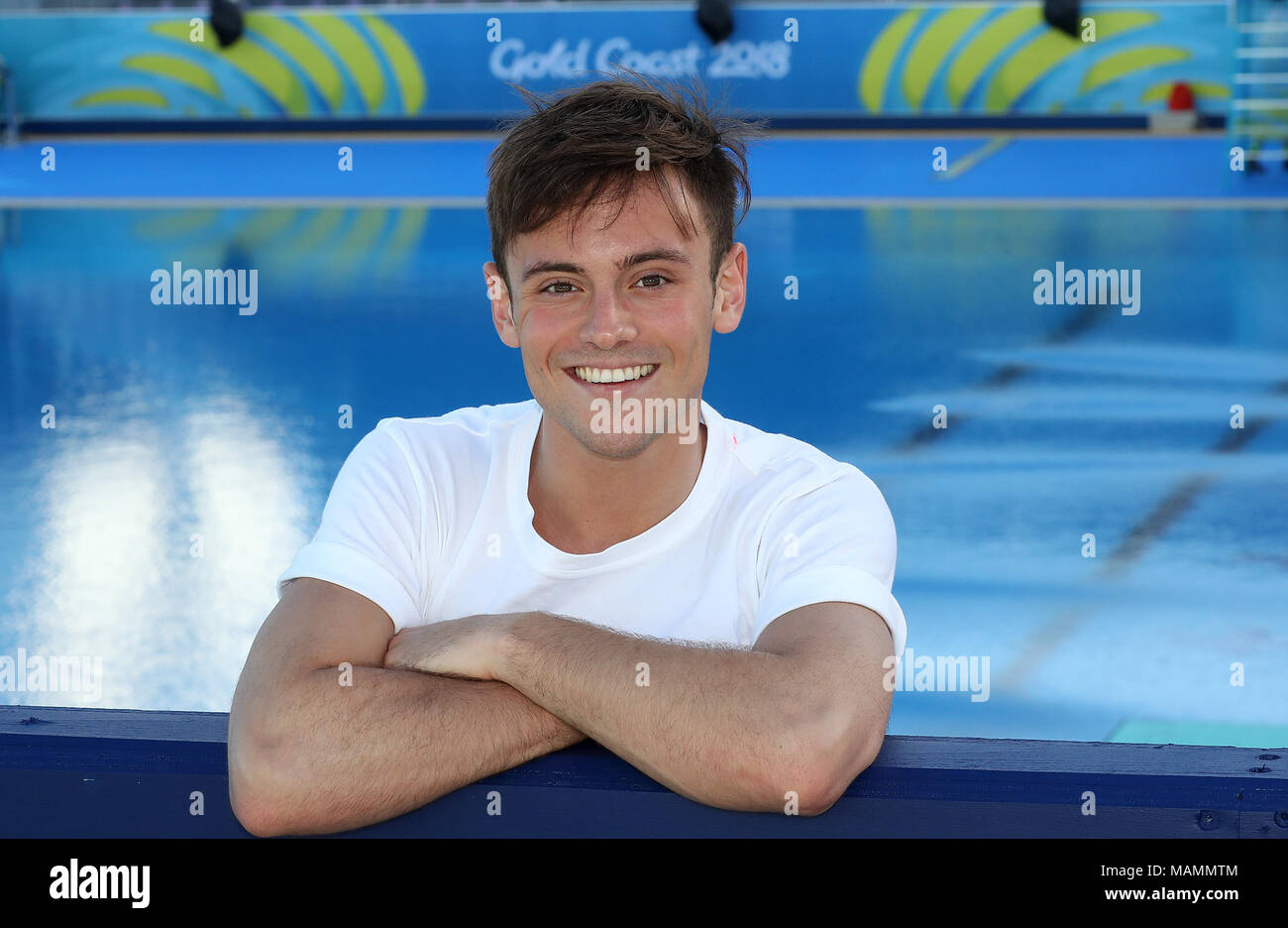 Team England's Tom Daley poses for a picture after a training session ...