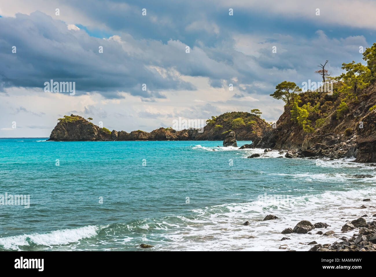 Beach at Mediterranean sea. Antalya, Turkey Stock Photo - Alamy