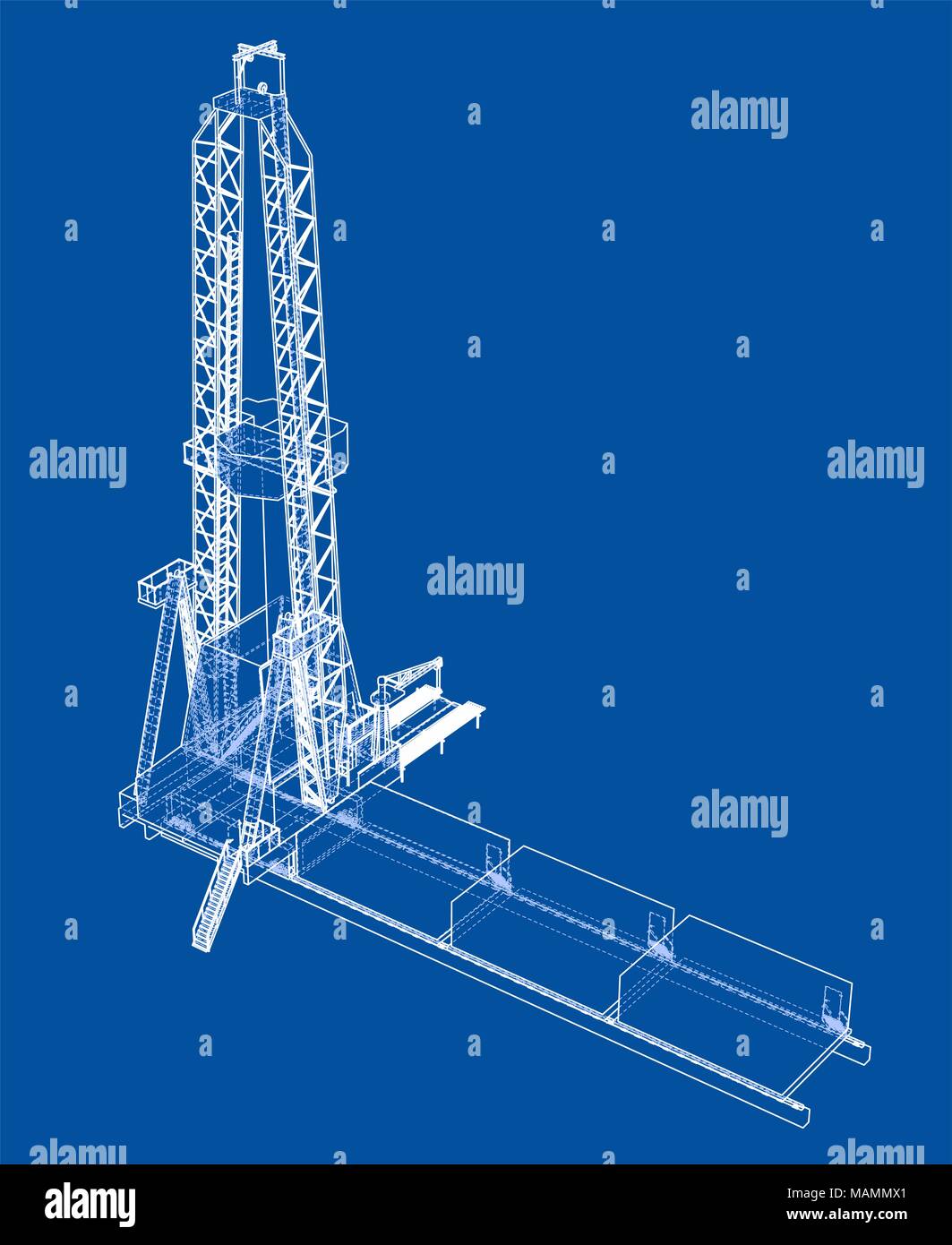 Oil rig. Detailed 3d illustration isolated on background Stock Photo ...