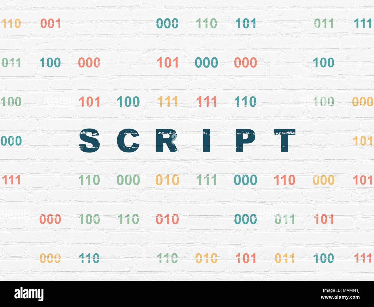 Database concept: Script on wall background Stock Photo - Alamy