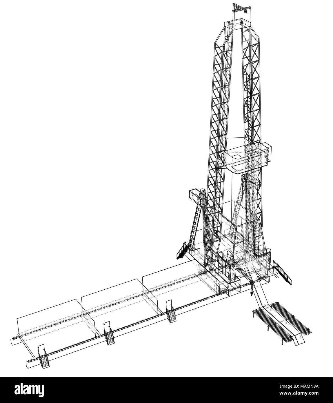 Oil rig. Detailed 3d illustration isolated on background Stock Photo ...