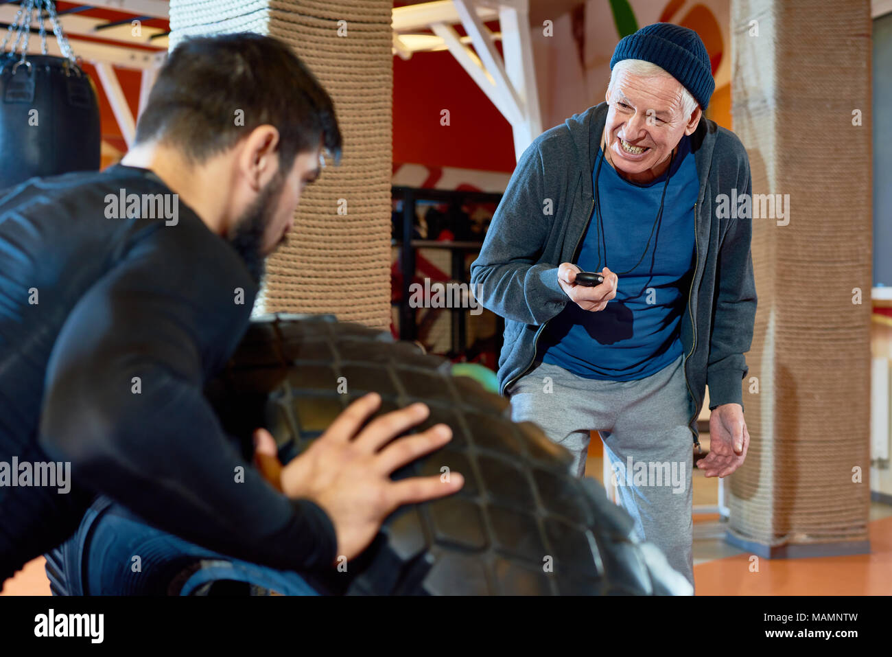 Senior Coach at Practice Stock Photo - Alamy