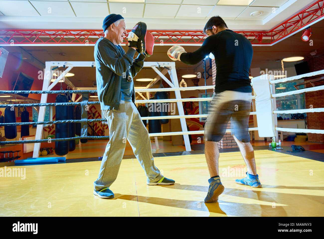 Boxer Training with Coach Stock Photo - Alamy