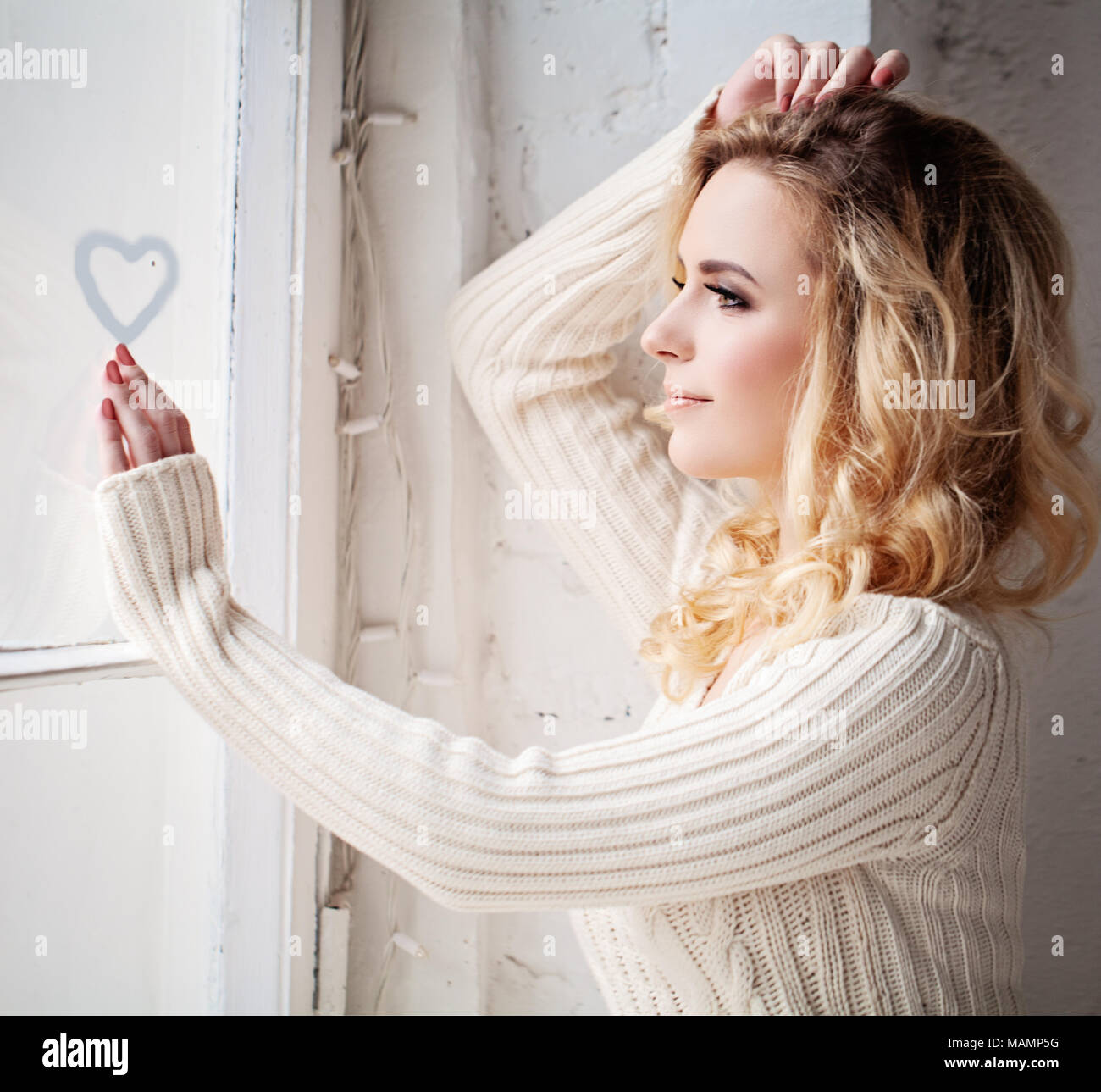 Happy Woman Waiting her Love Stock Photo - Alamy