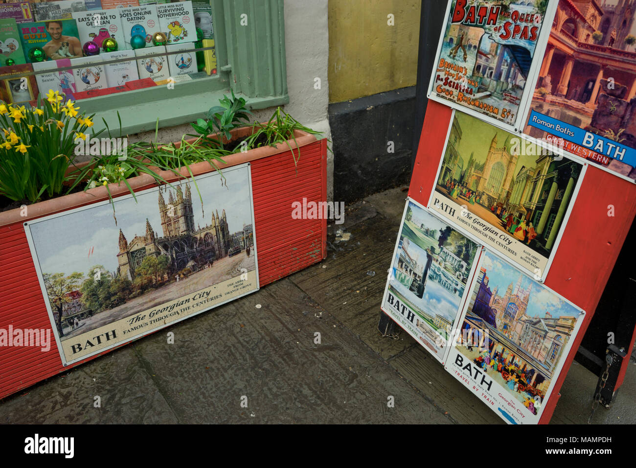 Vintage postcards and posters at a shop in Bath,England,UK Stock Photo ...