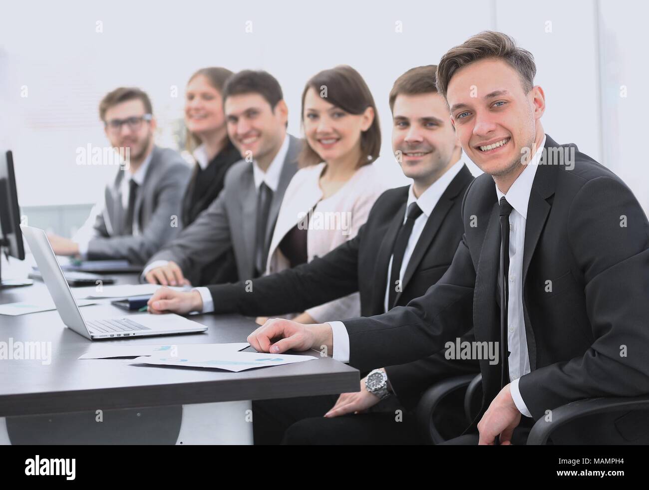 portrait of successful business team in office Stock Photo - Alamy