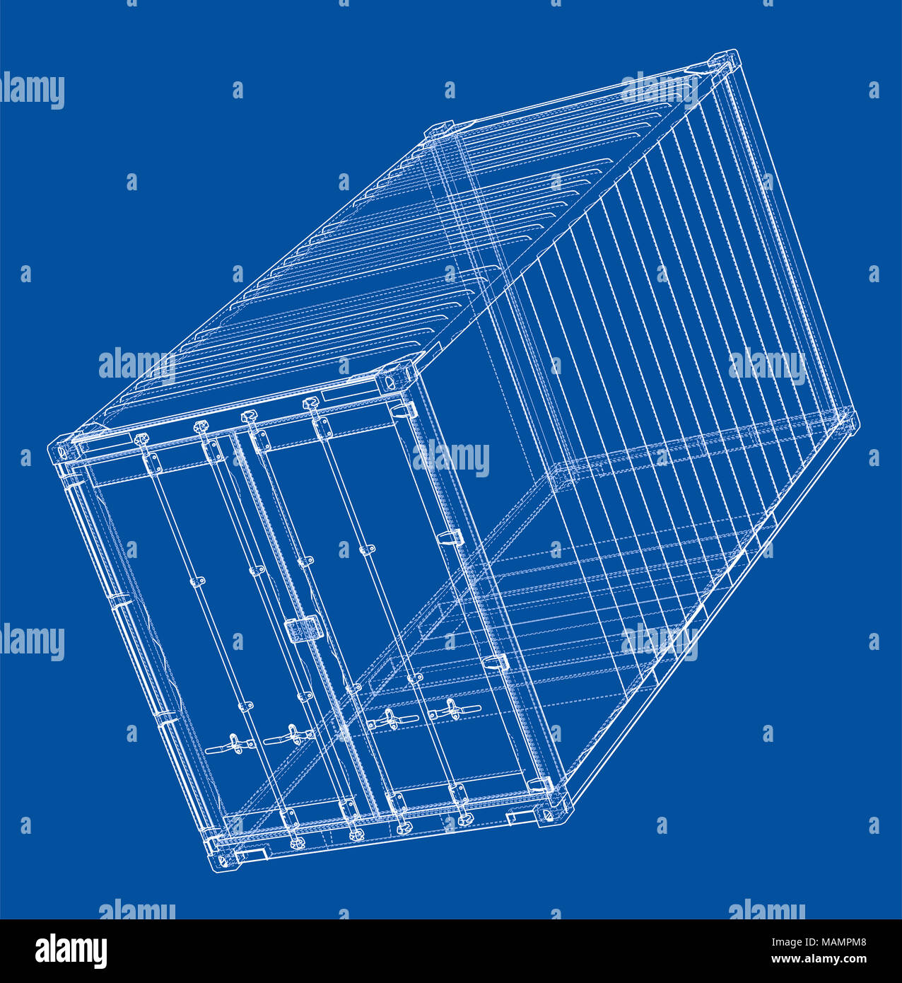 Cargo container. Wire-frame style Stock Photo - Alamy