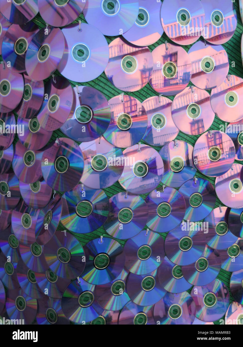 Christmas tree made of CD disks in Village Street in Andalusia Stock ...