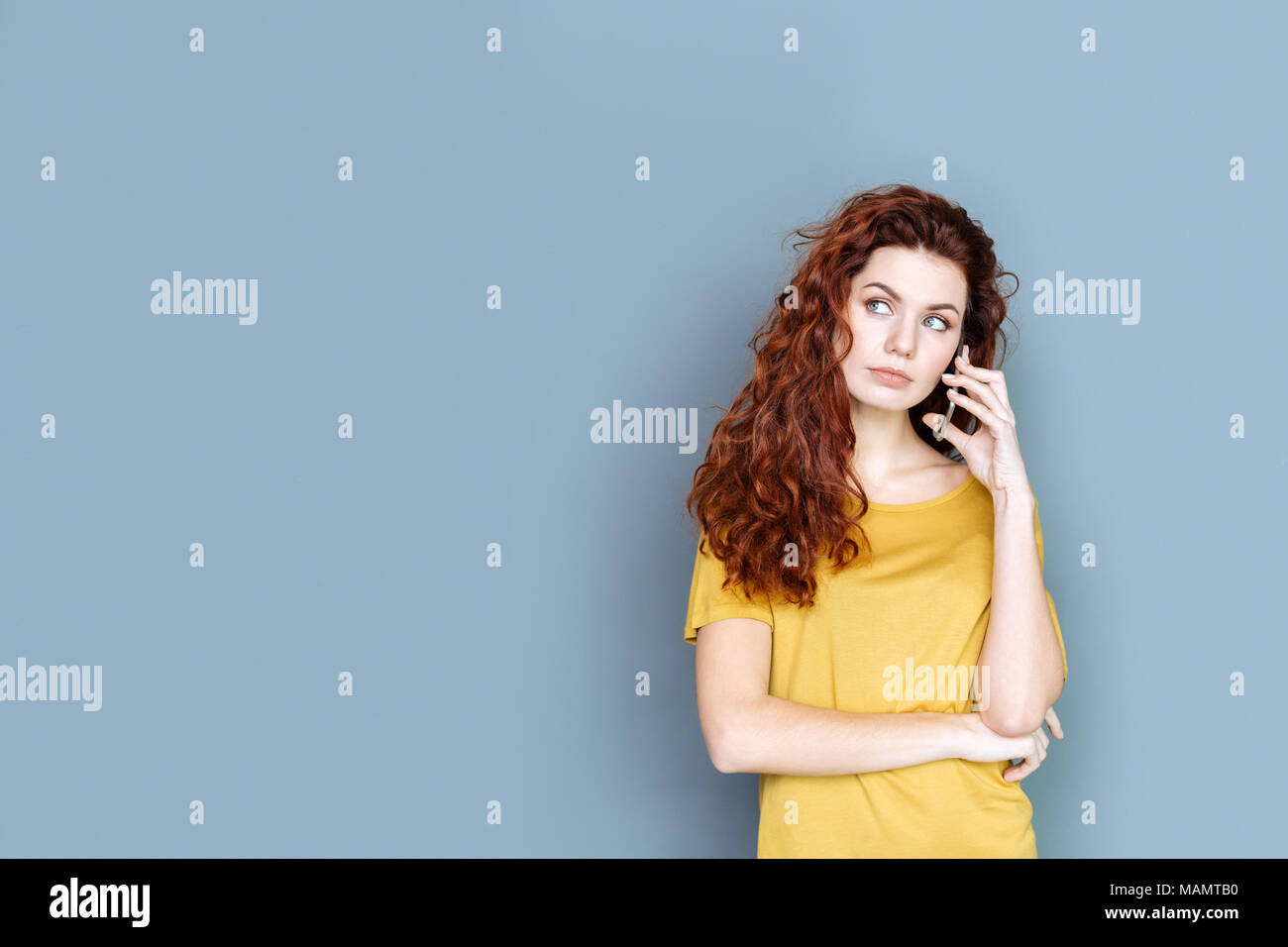 Woman making call red hi-res stock photography and images - Alamy