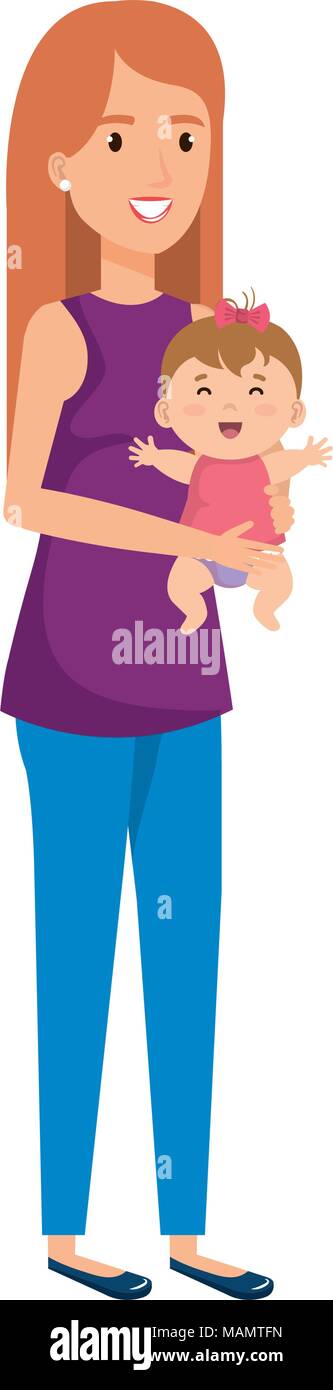 mother lifting baby characters Stock Vector Image & Art - Alamy