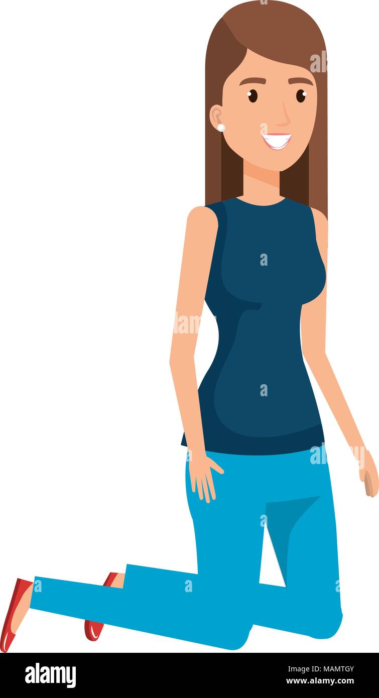 kneeling woman on the floor avatar character Stock Vector Image & Art ...