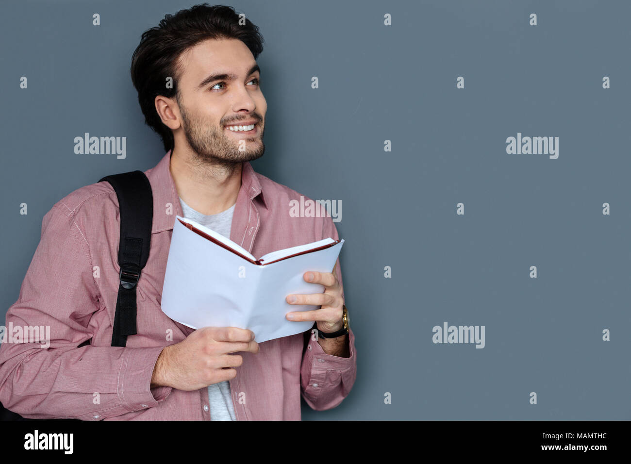 Nice positive man planning his trip Stock Photo - Alamy